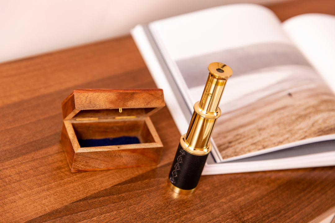 Six Inch Brass Handheld Mini Telescope With Wooden Box – Reason Season ...