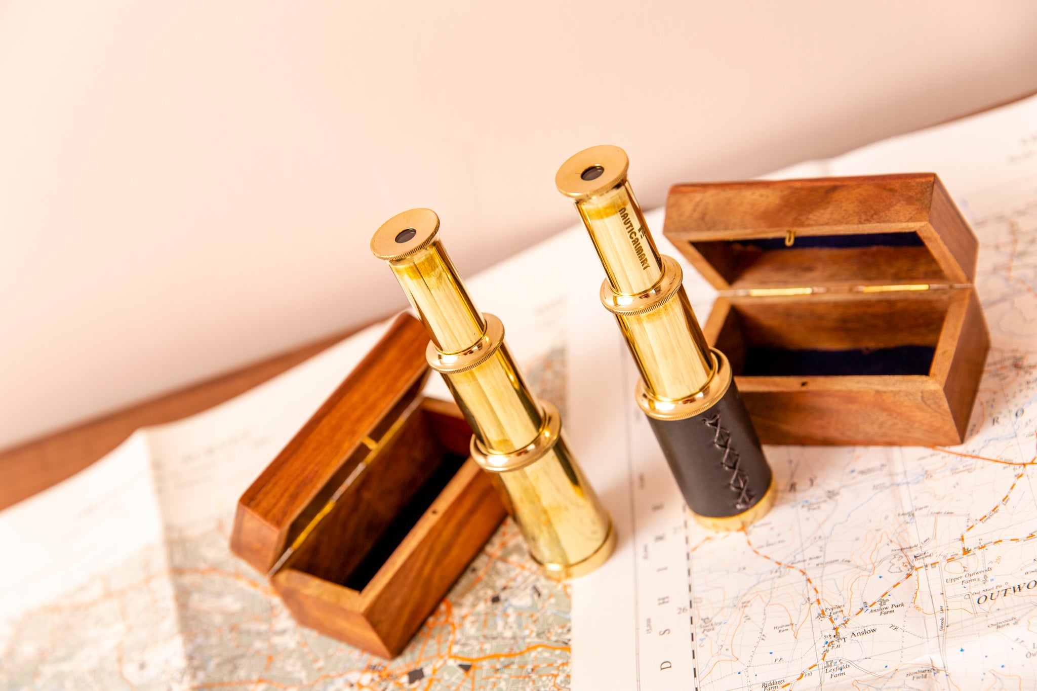 Six Inch Brass Handheld Mini Telescope With Wooden Box – Reason Season ...